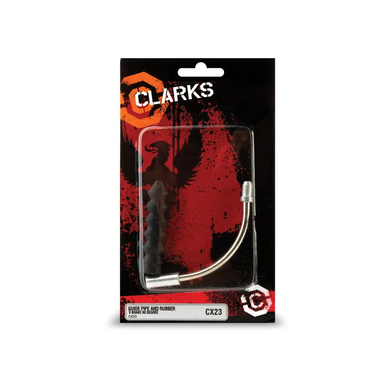 Clarks V Brake 135 Degree Bend Guide Pipe w Rubber Boot in Silver
